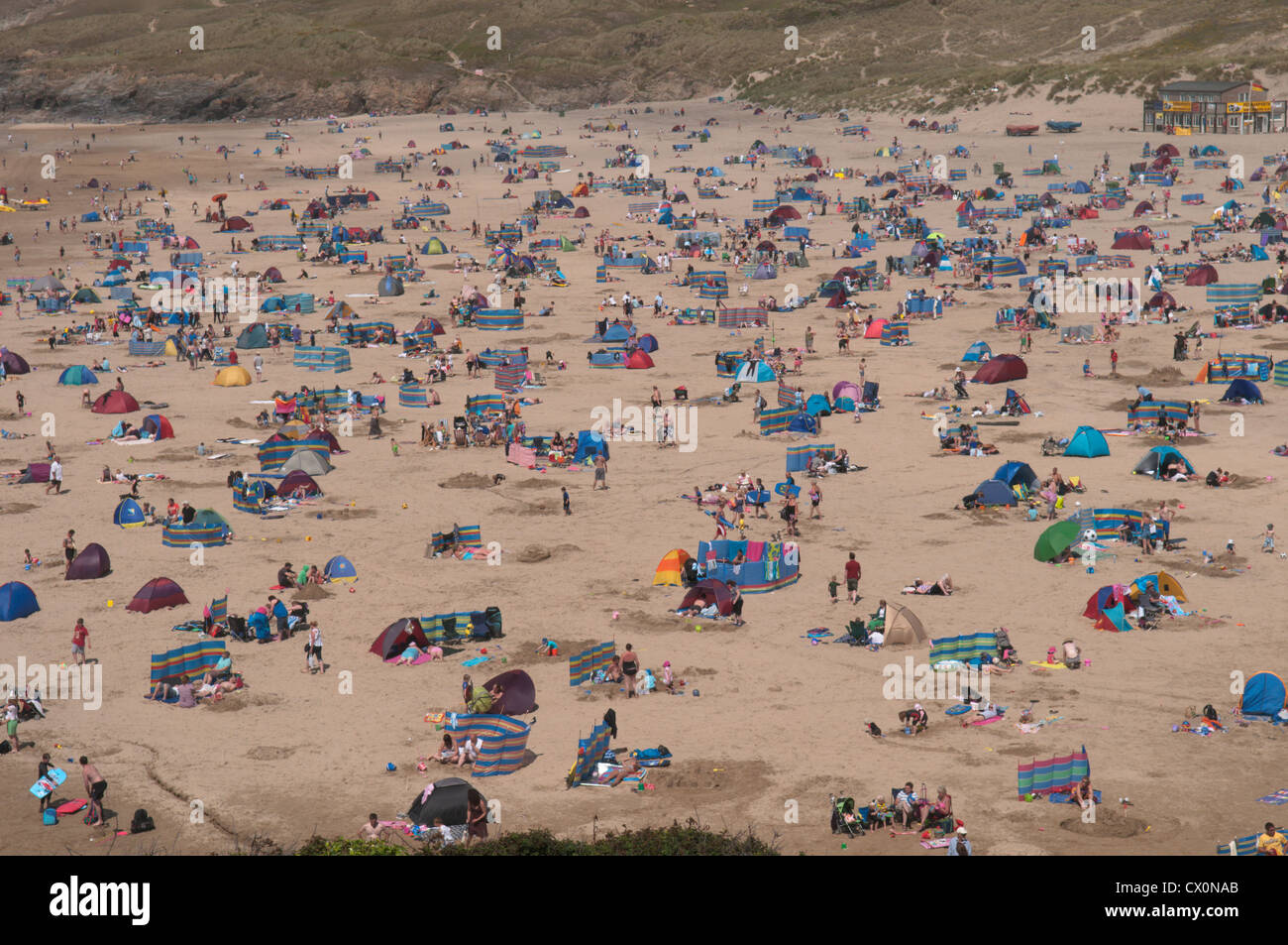 View north across Perran beach, Perranporth. Cornwall, England, UK ...