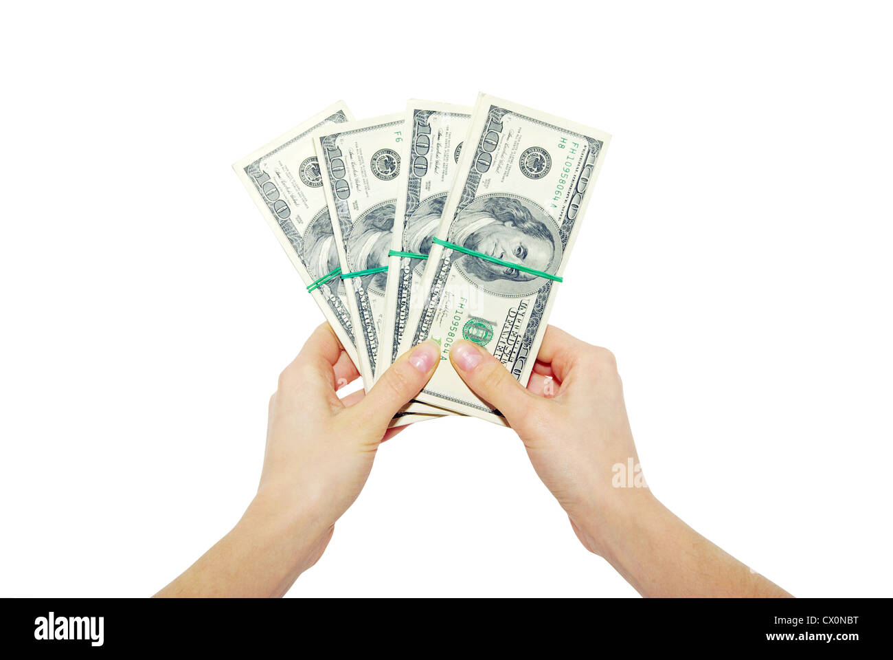 Money on hand give Cut Out Stock Images & Pictures - Alamy