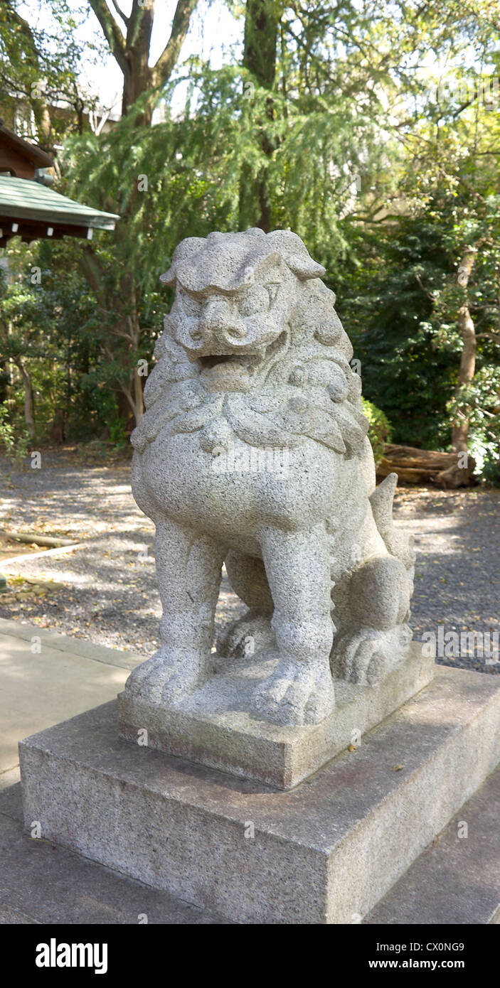 Dog guard (komainu) in Shinto shrine. Nagaokakyo, Japan Stock Photo - Alamy