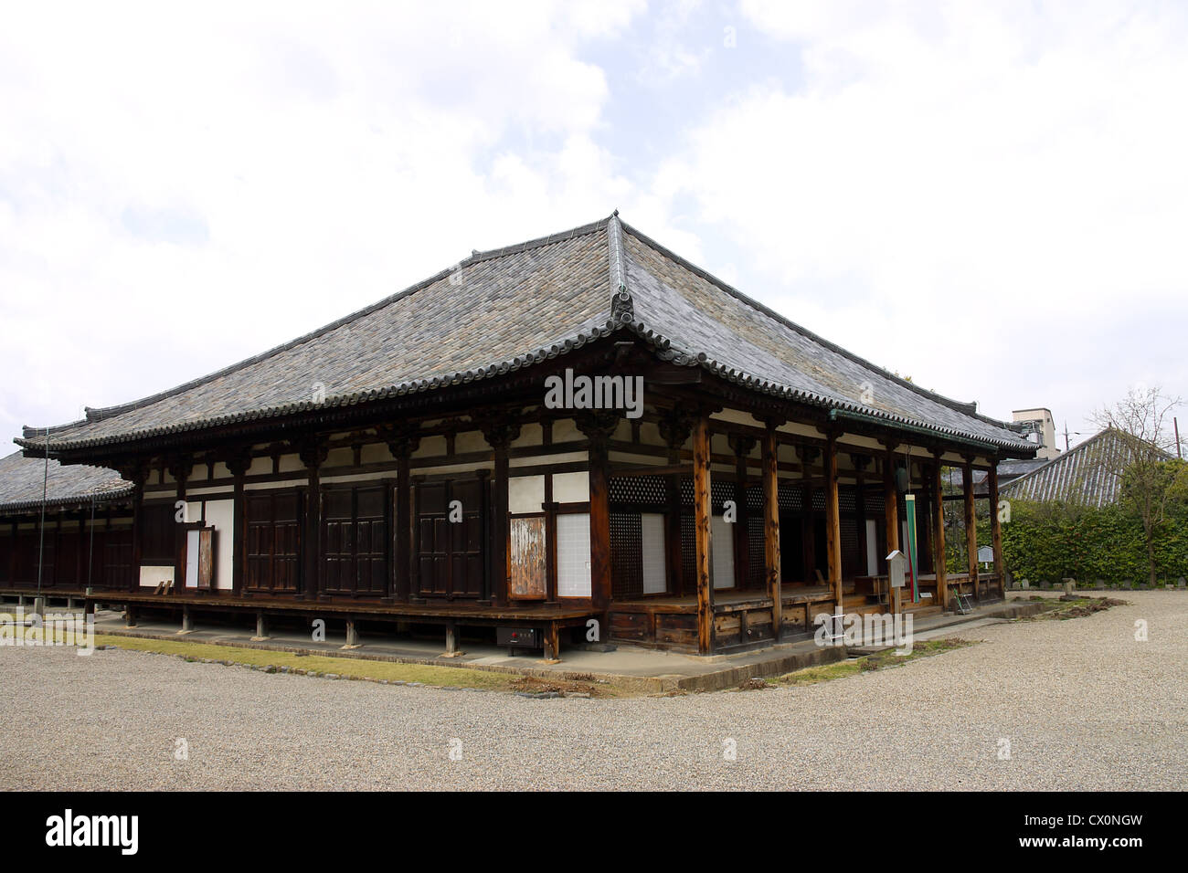 Main hall Gokurakubo hondo of Gangoji temple in Nara. National treasure ...