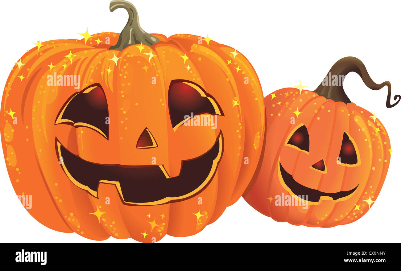 Halloween pumpkins with magic sparks Stock Photo - Alamy