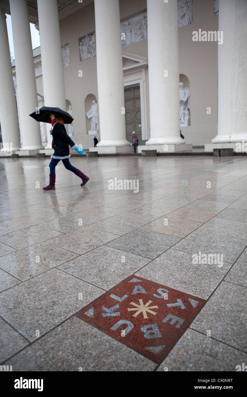 Miracle stone Cathedral Square Vilnius Lithuania Stock Photo - Alamy