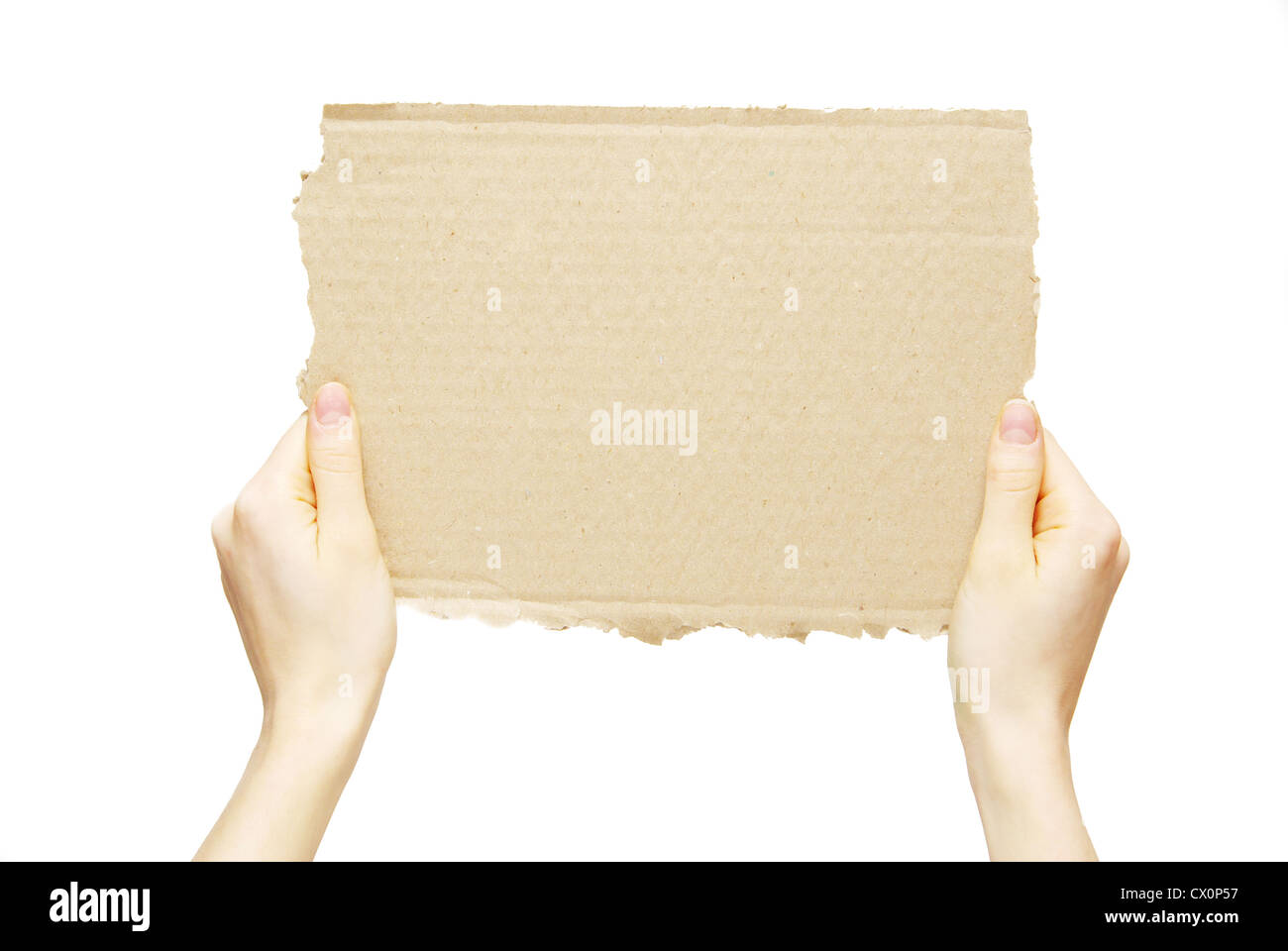 Female hand blank sheet Cut Out Stock Images & Pictures - Alamy