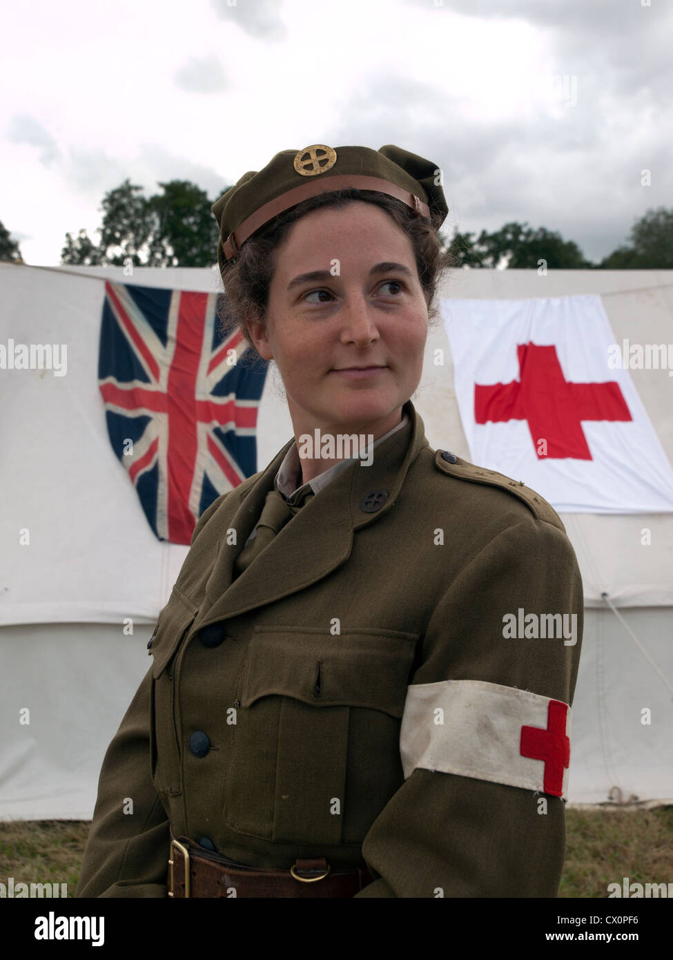 A scene from an historical enactment society's recreation of The First ...