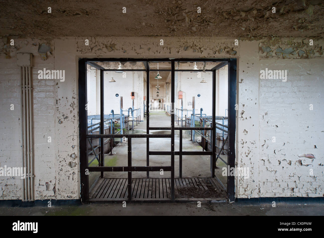 An entrance into an explosive factory building Stock Photo - Alamy