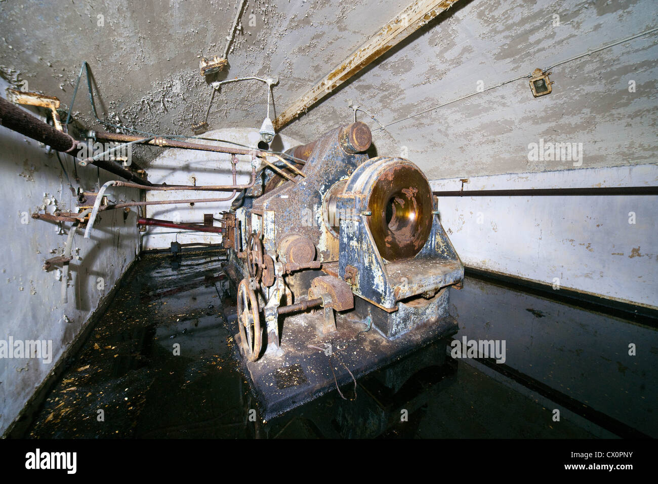 A large piece of equipment in a bunker at an explosives factory Stock ...