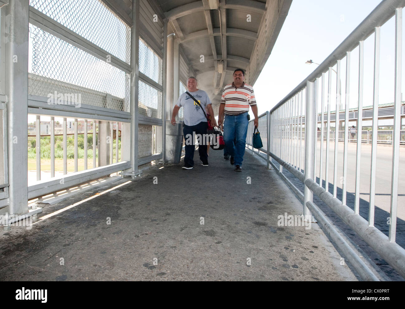 International bridge connects Mexico with US in Laredo Texas. Hundreds ...
