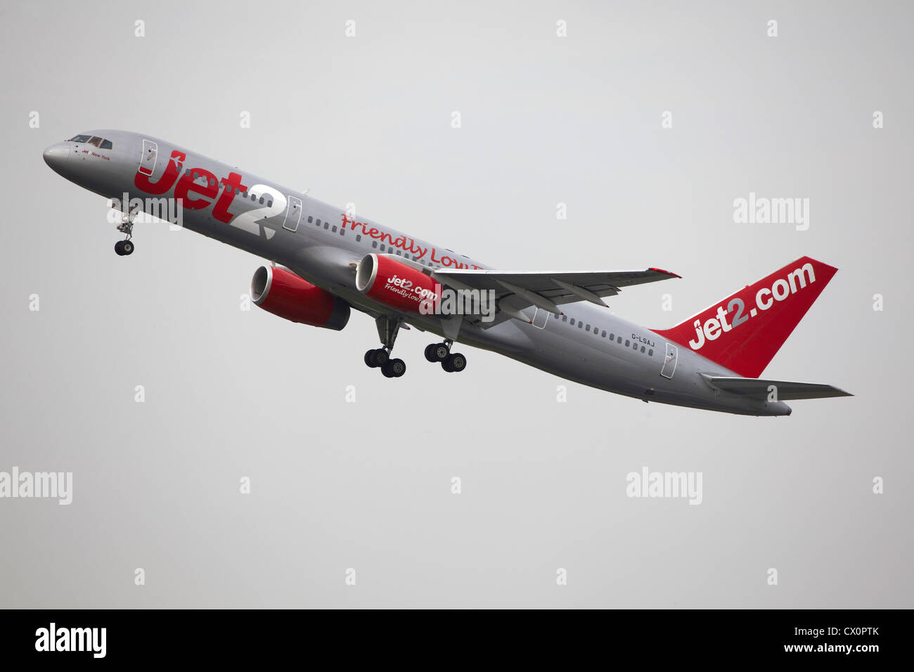 Jet 2 Boeing 757 taking off at Manchester Airport Stock Photo - Alamy