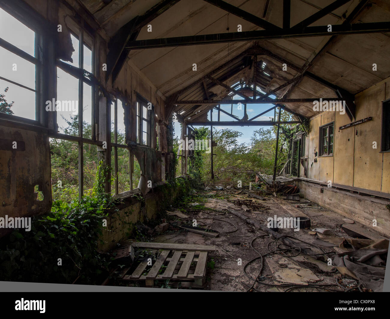 Interior of abandoned and derelict amusement hall in Bendricks, Barry ...