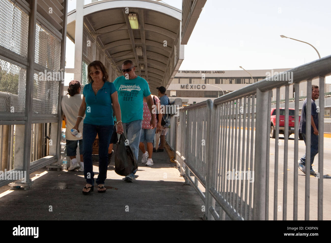 International bridge connects Mexico with US in Laredo Texas. Hundreds ...