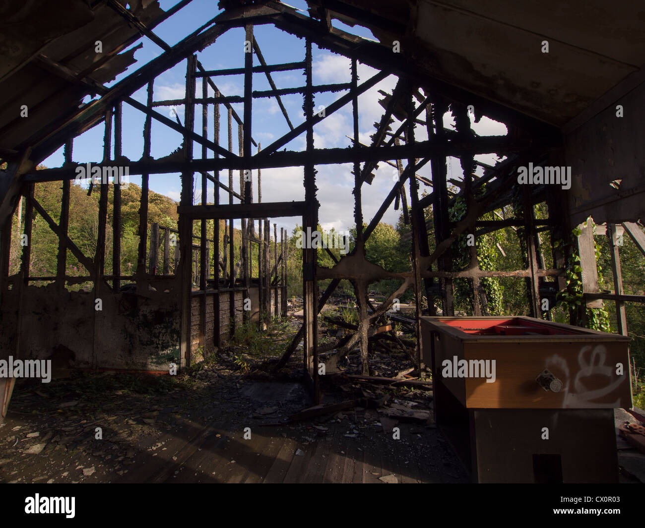 Interior of abandoned and derelict amusement hall in Bendricks, Barry ...