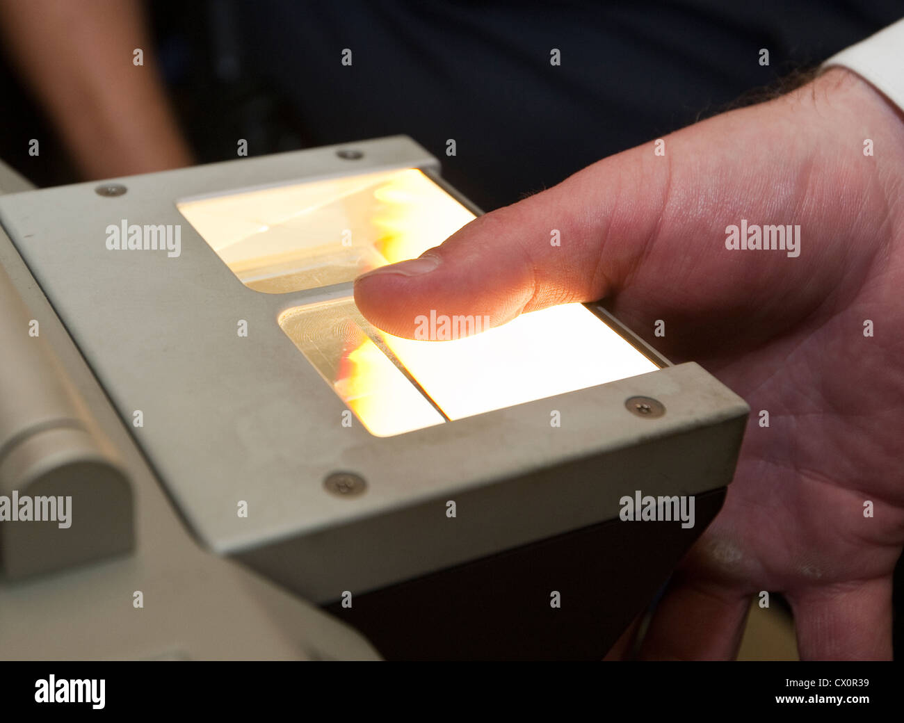 US Customs and Border Protection officer uses scanner to document and ...