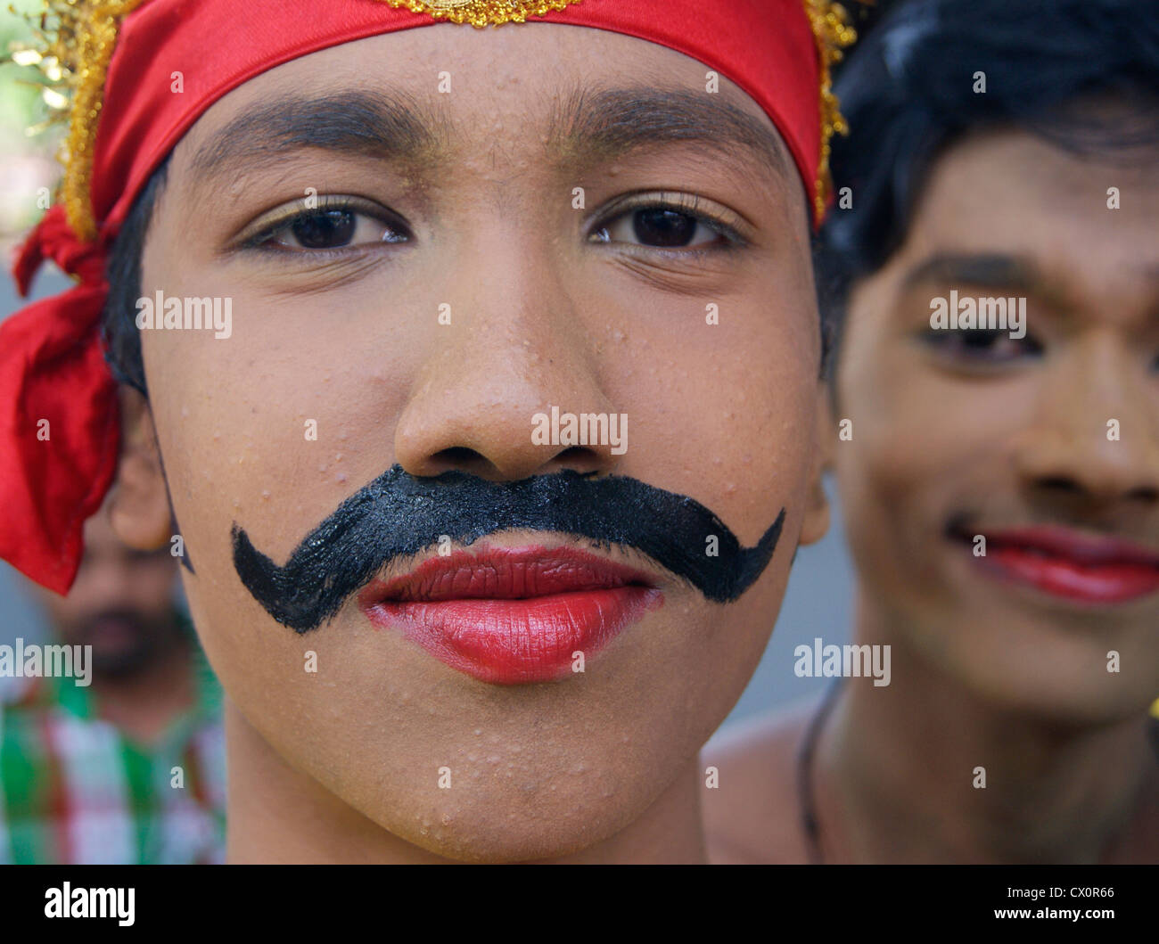 Children make up costumes for acting as Kalaripayattu martial arts ...