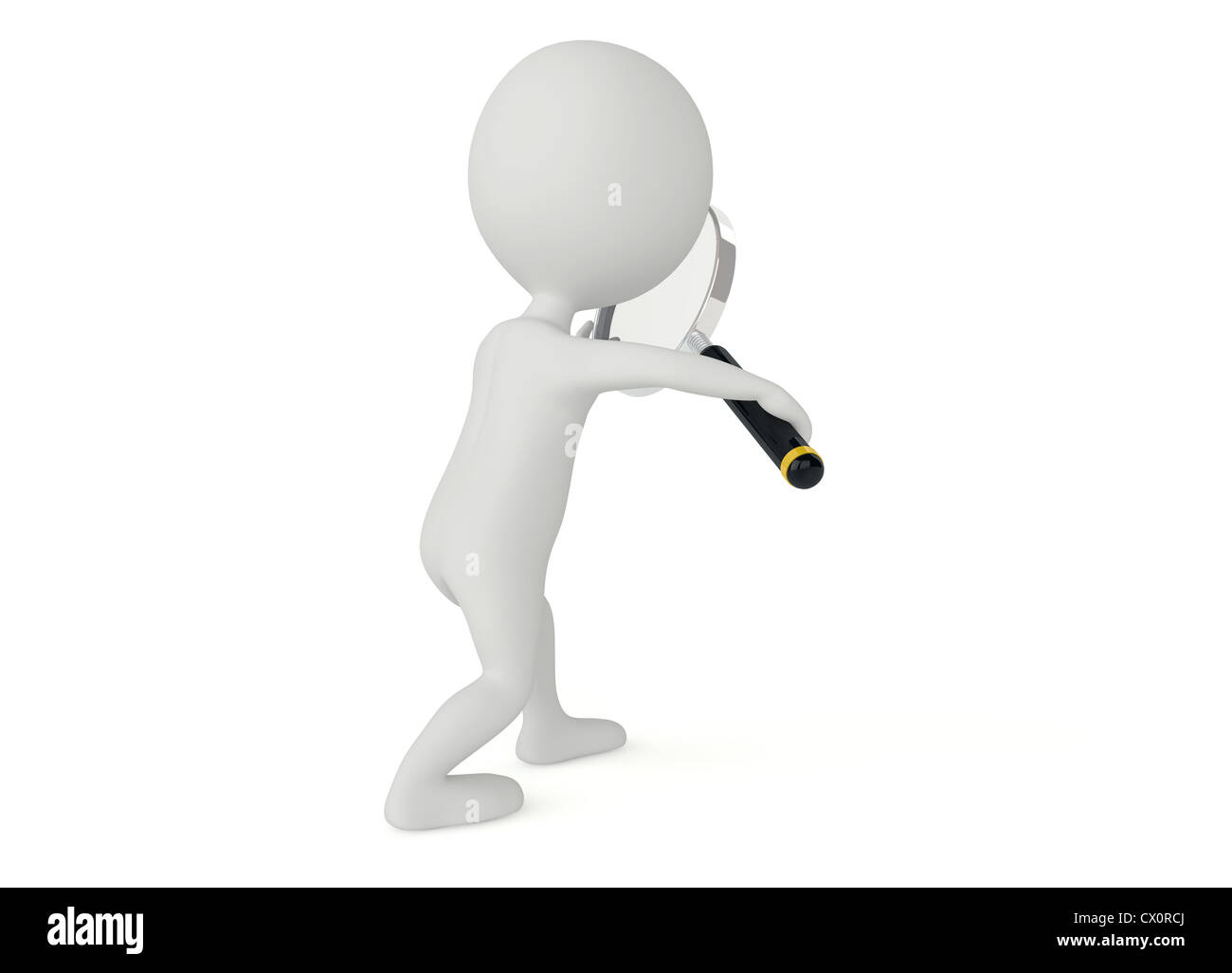 3d humanoid character with a magnifier on white Stock Photo - Alamy
