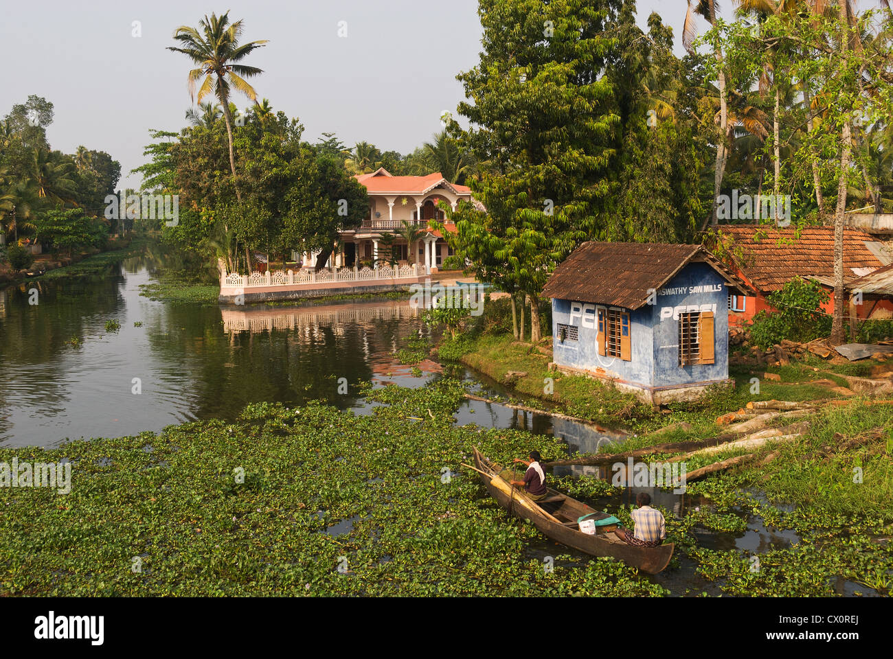 Elk201-3172 India, Kerala, Kottayam, backwaters canal Stock Photo - Alamy