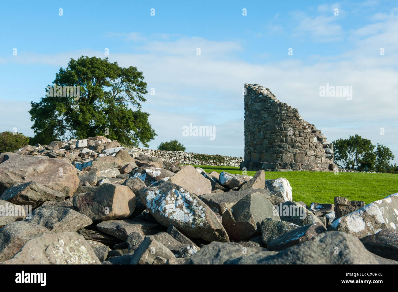 View of the base of the round tower base at Nendrum taken from the ...