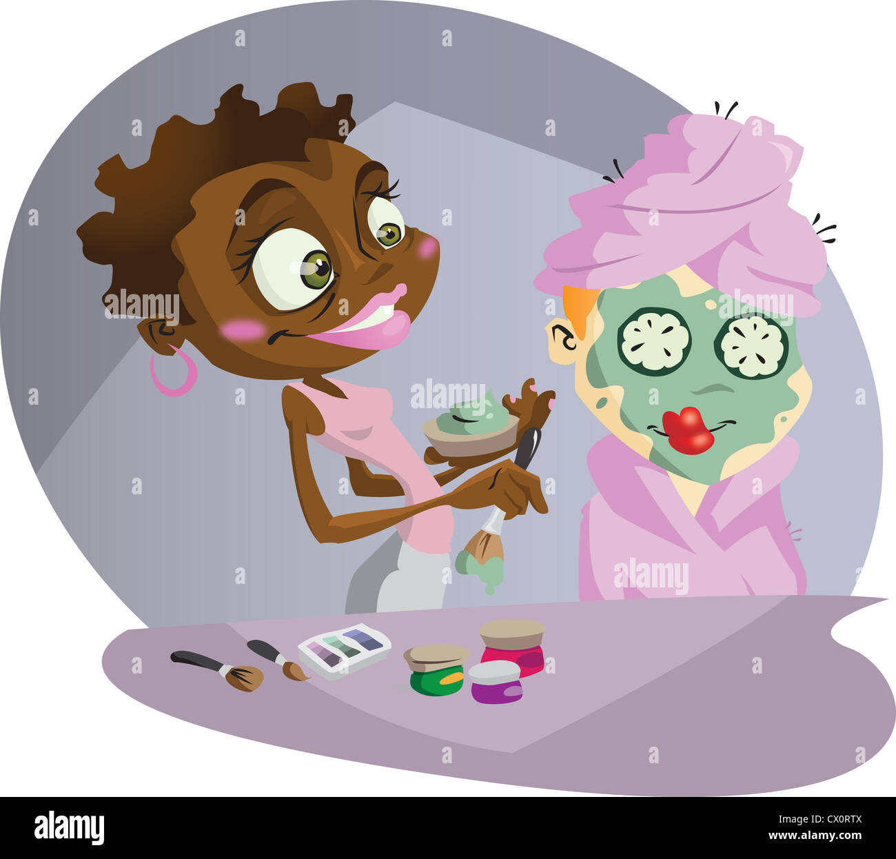 Funky cartoon make up artist hard at work. Illustrator .eps v10 ...