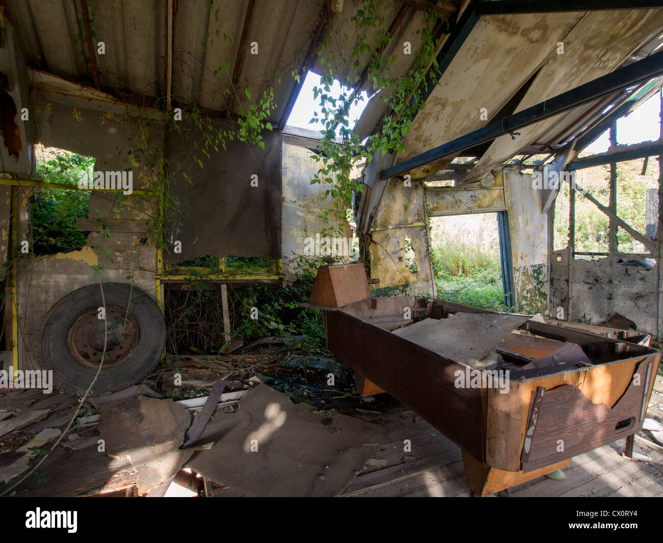 Interior of abandoned and derelict amusement hall in Bendricks, Barry ...