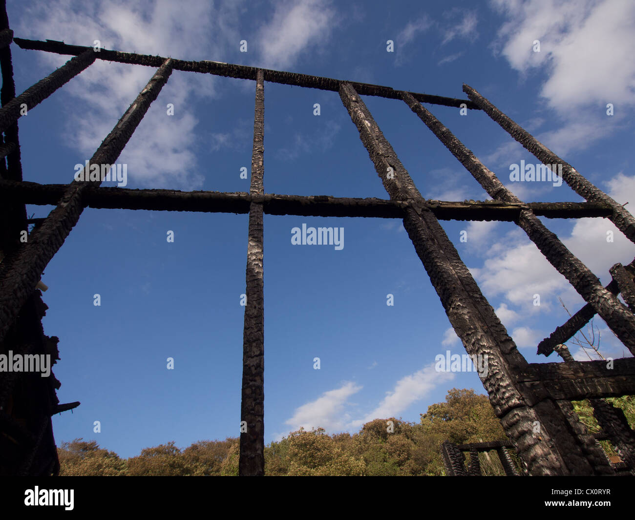 Fire damaged part of abandoned and derelict amusement hall in Bendricks ...