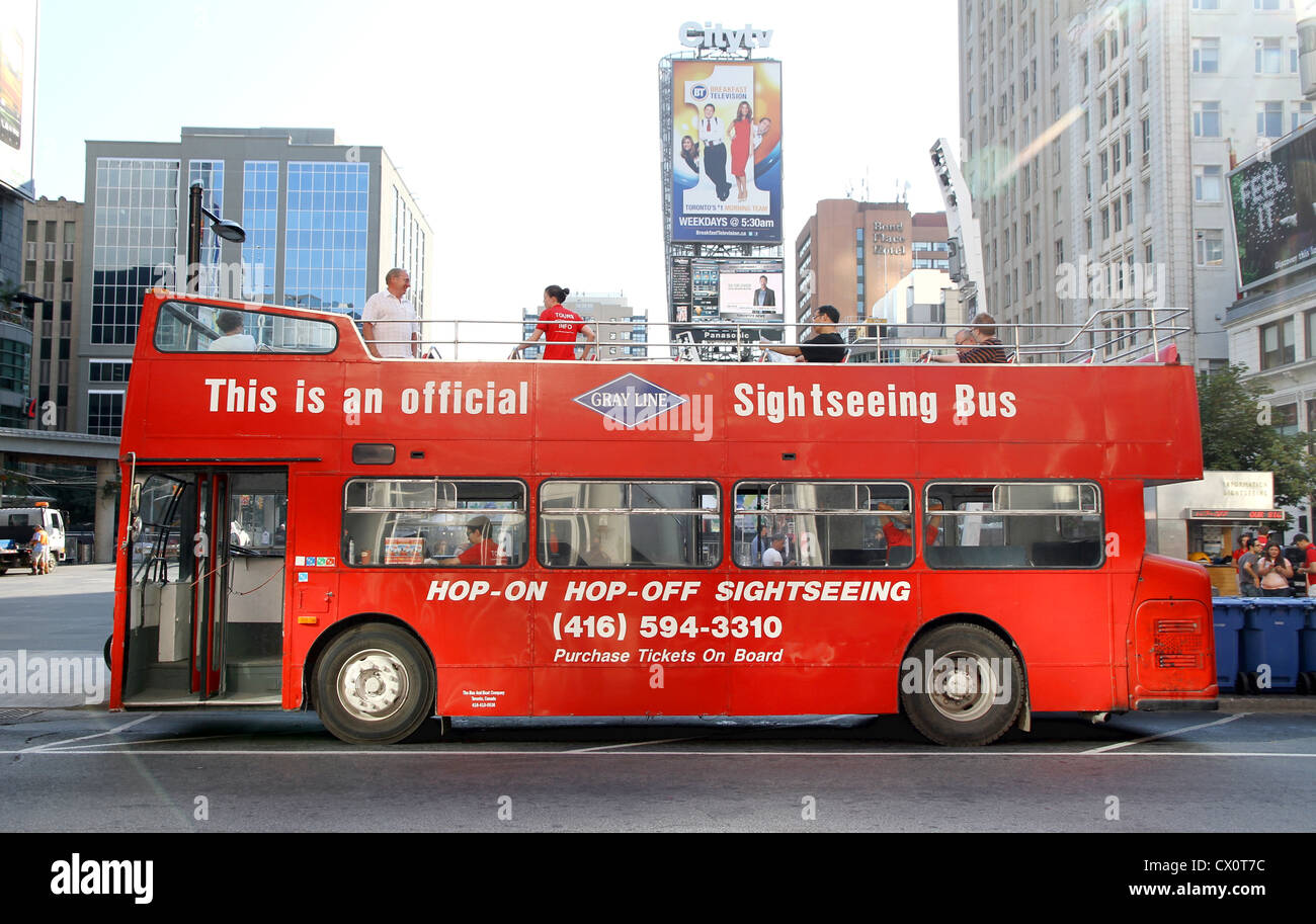 A red sightseeing tour bus in Toronto Stock Photo - Alamy