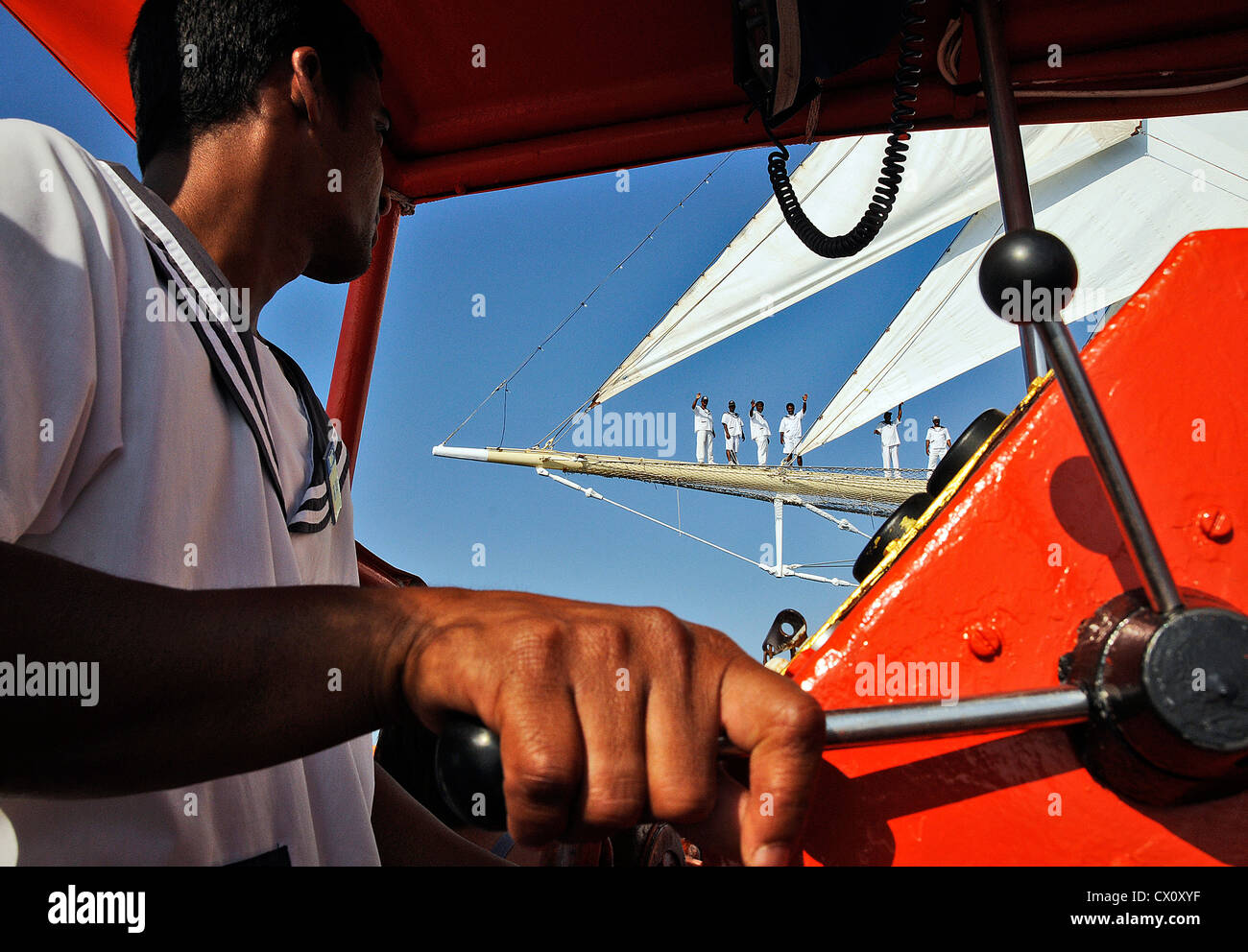In the Tender of SPV Star Clipper Stock Photo - Alamy