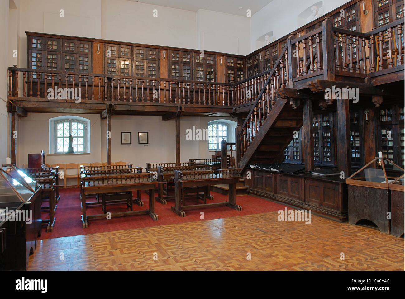 The building is an old library with tables and bookcases Stock Photo ...