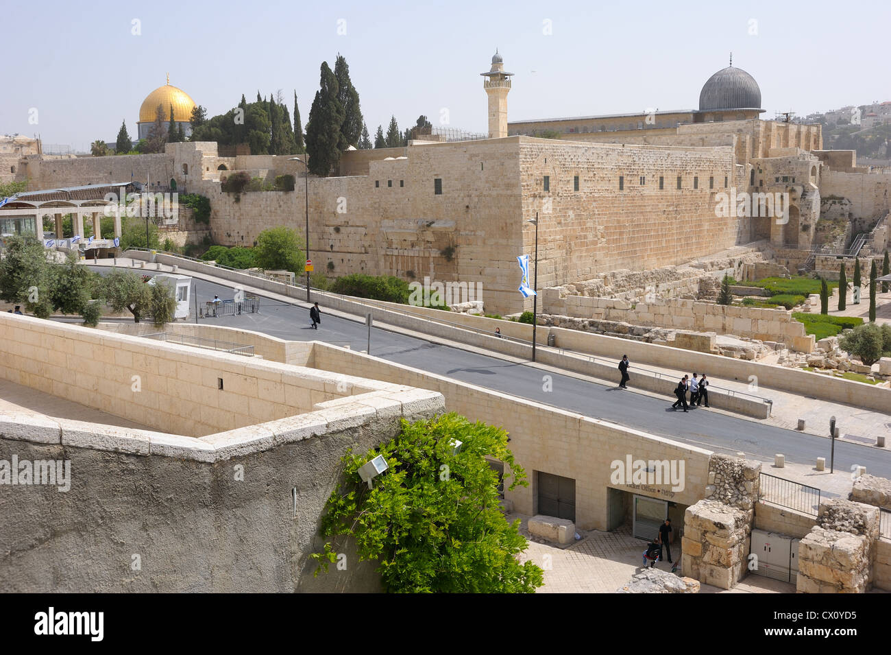View on the walls of Jerusalem and the Temple Mount, Dome of El Aqsa ...