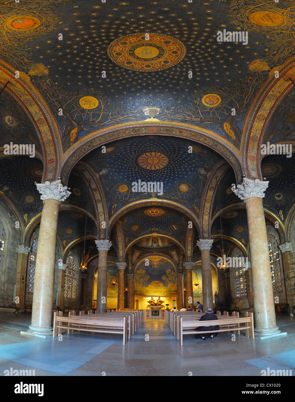 Interior of the Church of All Nations, central aisle Stock Photo - Alamy