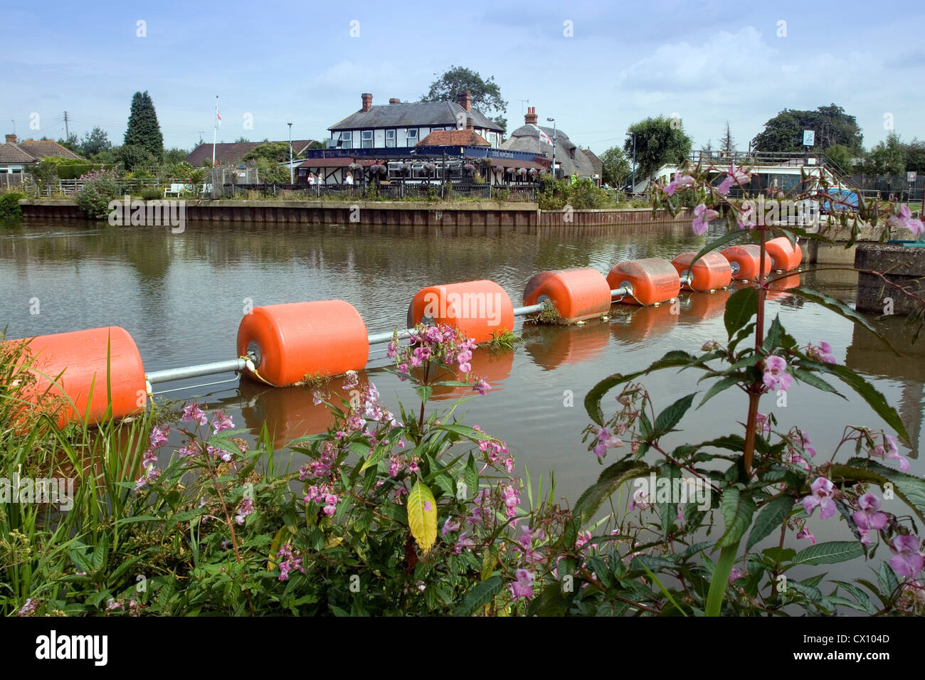 Orange floats on river at Yalding, Kent, England, UK Stock Photo - Alamy
