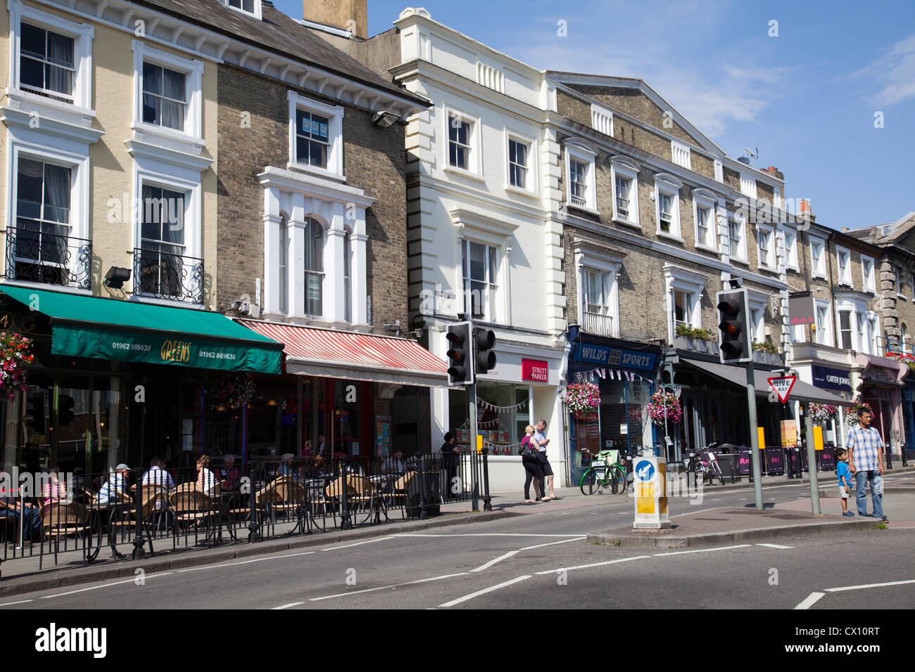 Jewry Street Restaurants and shops in Winchester - Hampshire UK Stock ...