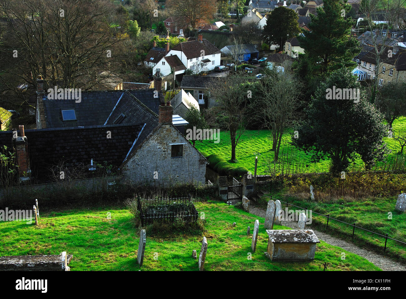 A view of the village of Netherbury Dorset UK Stock Photo - Alamy