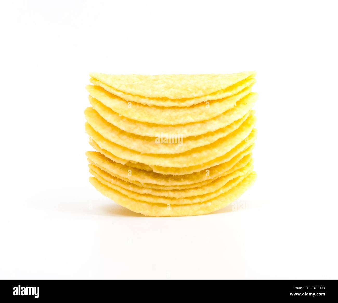 Potato chips crisps on white background isolate Stock Photo - Alamy