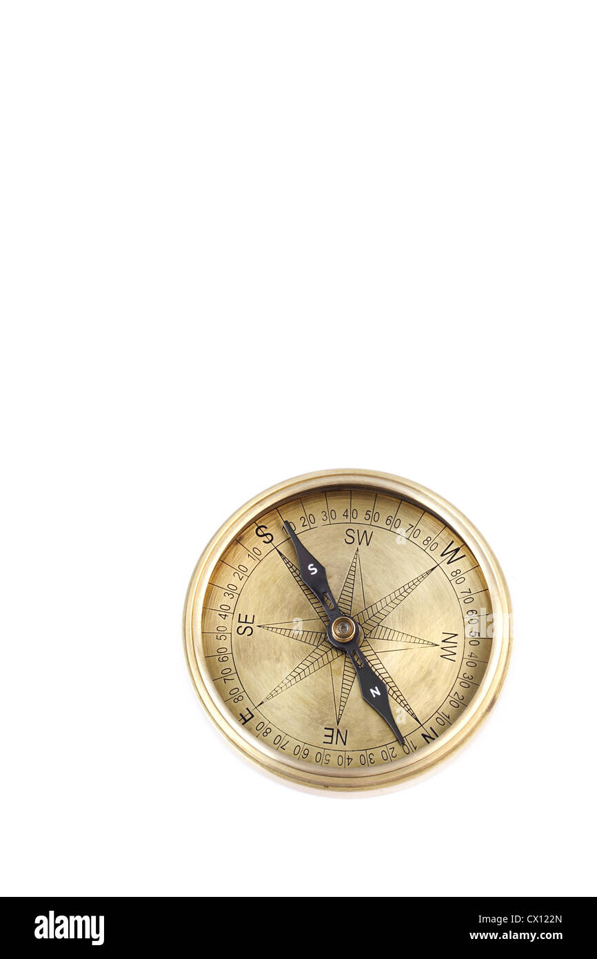 Old Directional compass on white background Stock Photo - Alamy