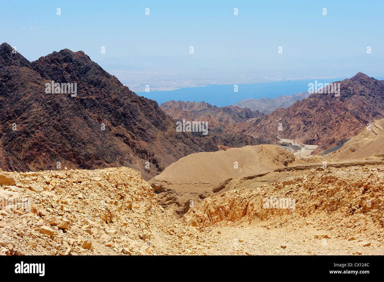 Multi-colored mountains in the south of Israel, the descent to the Gulf ...