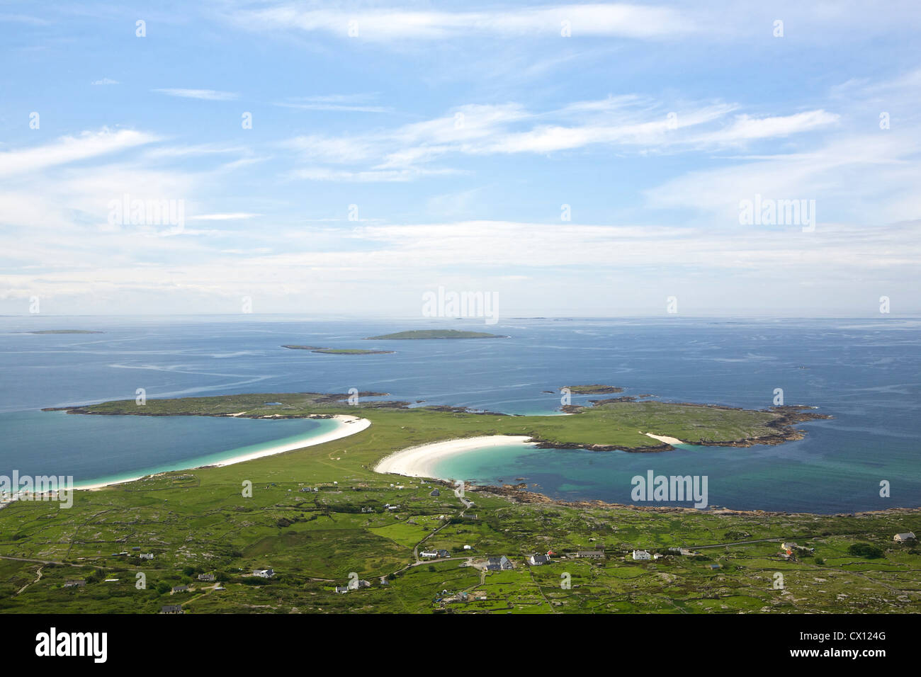Elevated view of Dog's Bay and Gorteen Bay from Errisbeg, Connemara ...