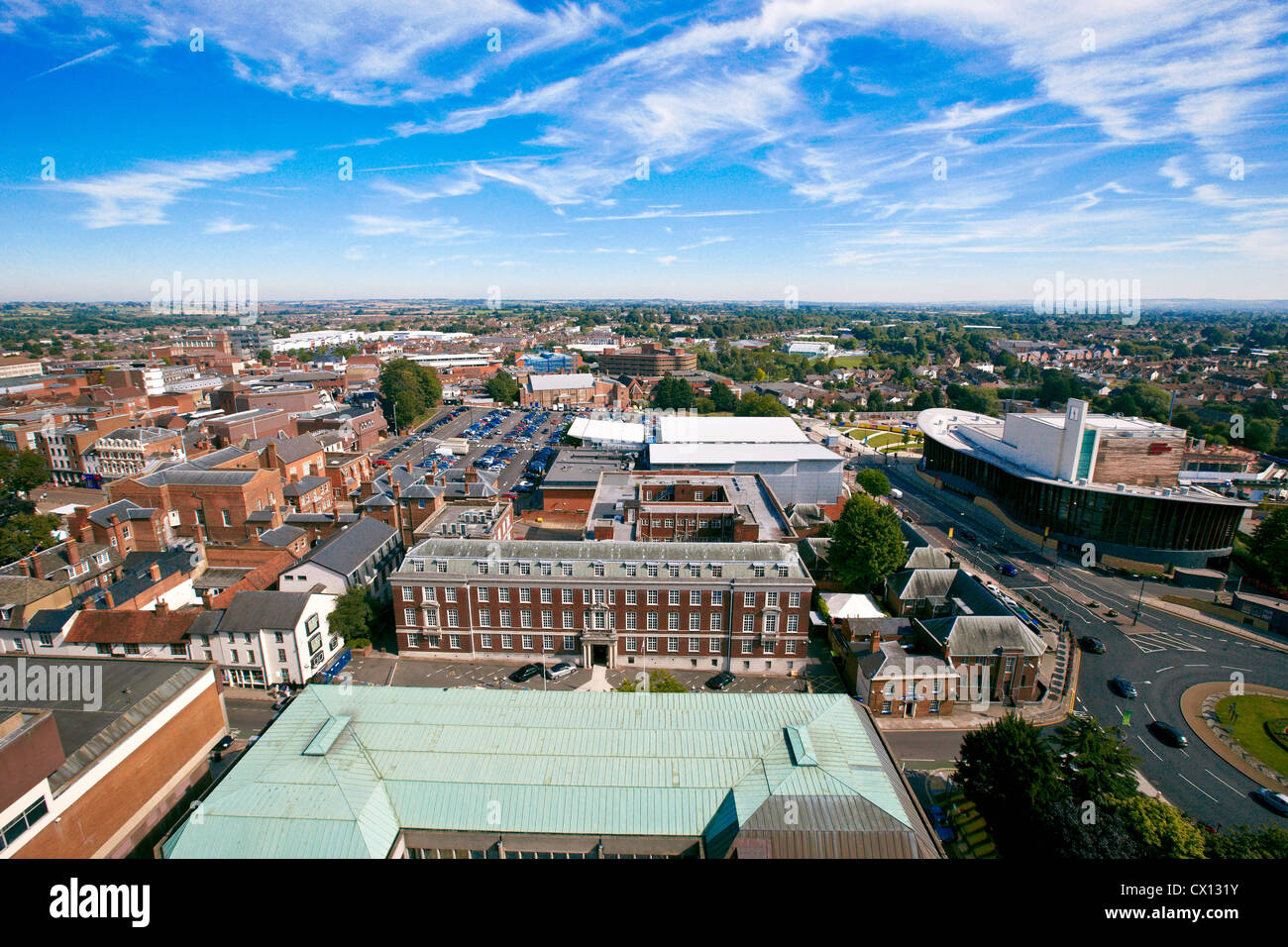 View of Aylesbury, Buckinghamshire including the public library taken ...