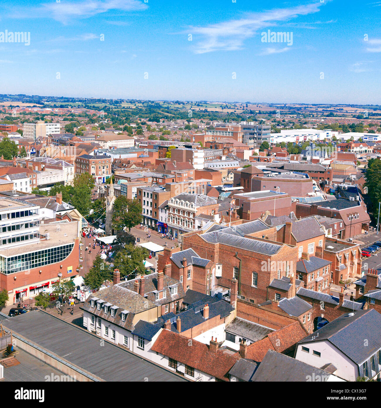 View of Aylesbury town centre including Market Square and the Clock ...