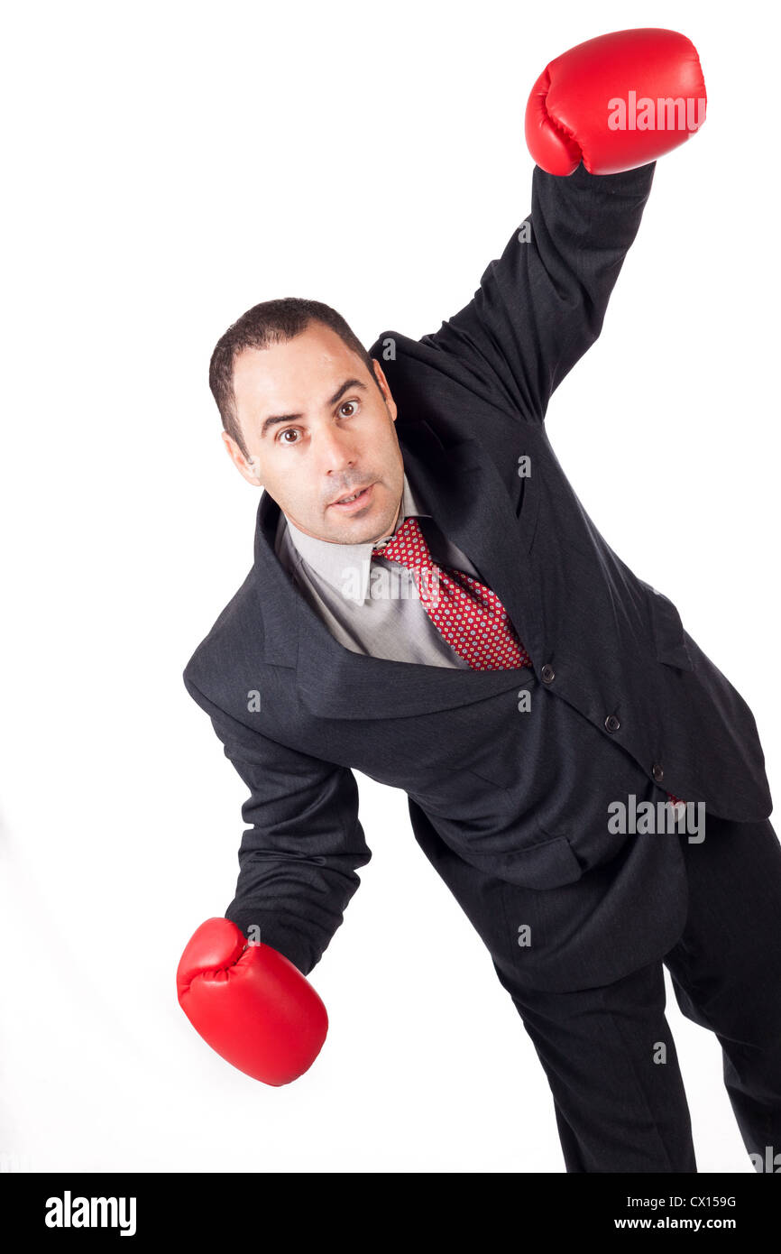 Businessman boxing gloves celebrating victory hi-res stock photography ...