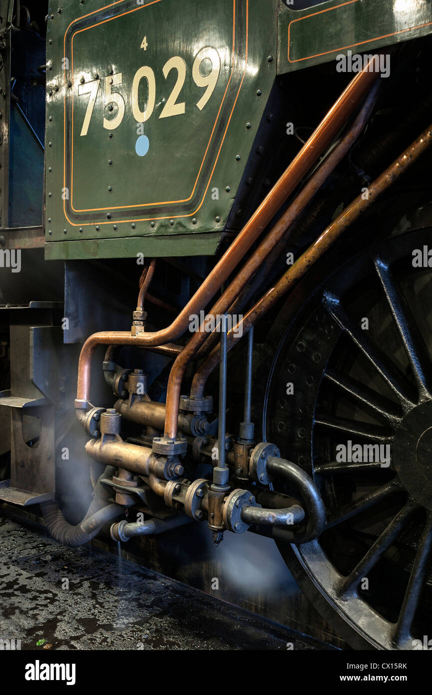 Detail of the steam engine The Green Knight at the North Yorkshire ...