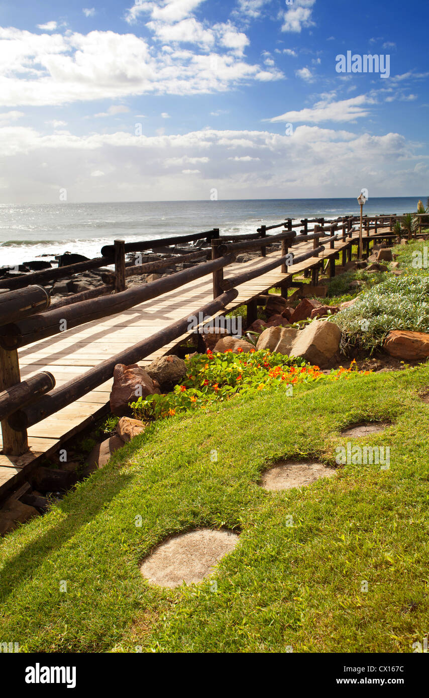 beach pedestrian road in north coast of Durban, South Africa Stock ...