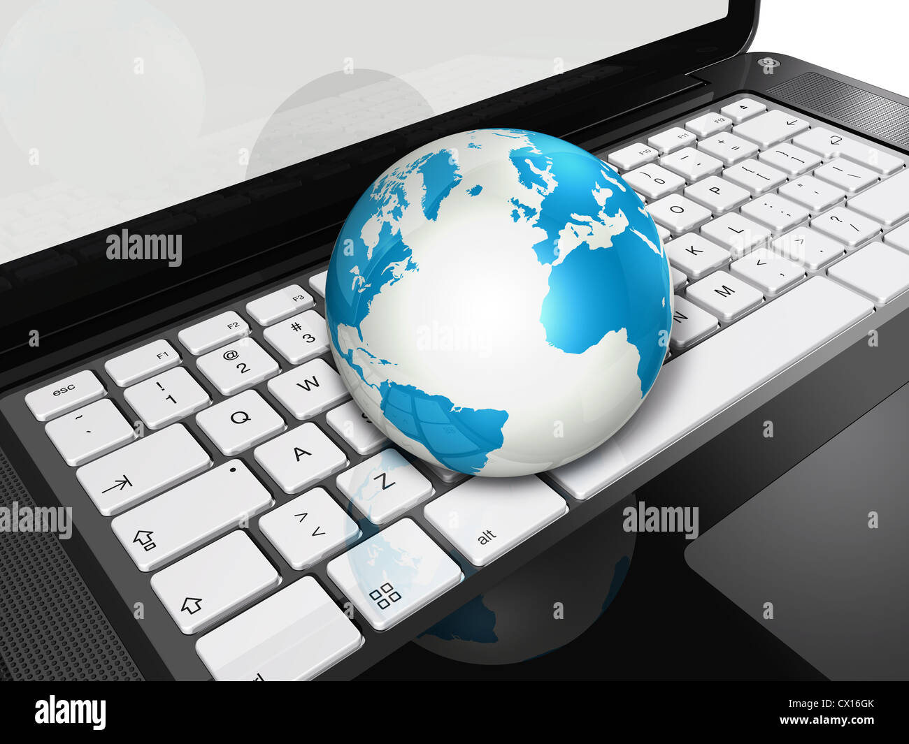 3D world globe on a laptop computer Stock Photo - Alamy