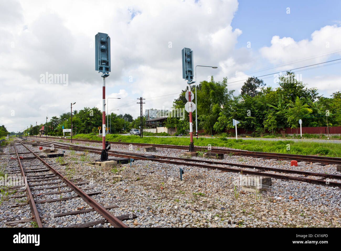 Railways Lines lead to the Train Station Stock Photo - Alamy