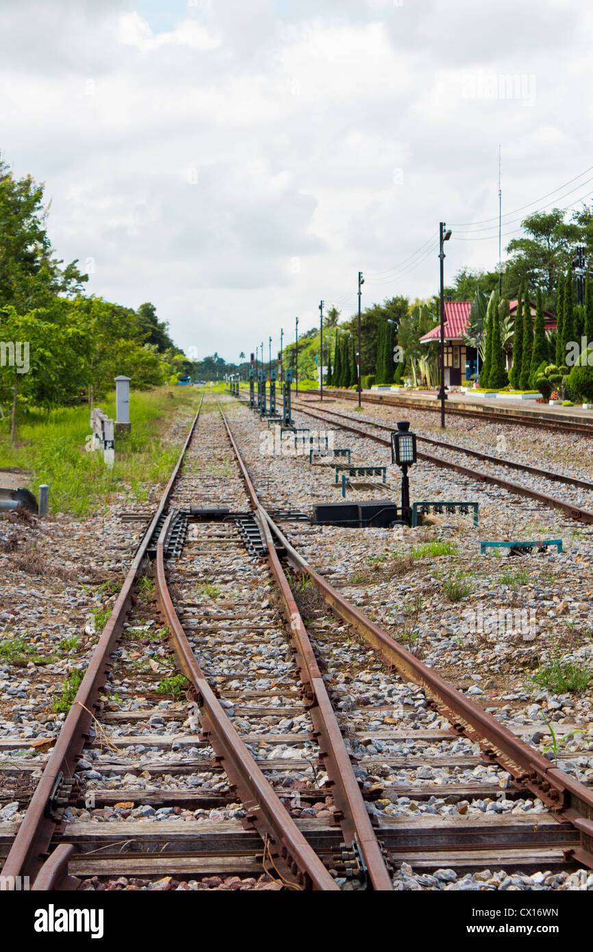 Railways Lines lead to the Train Station Stock Photo - Alamy