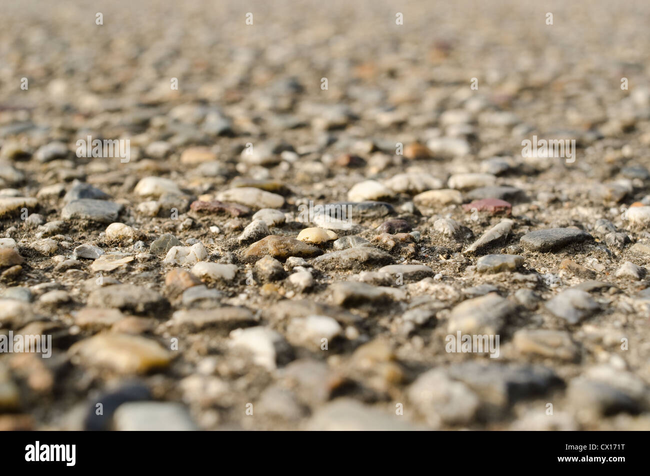 Detail macro view on the structure of a gravel path or street ...