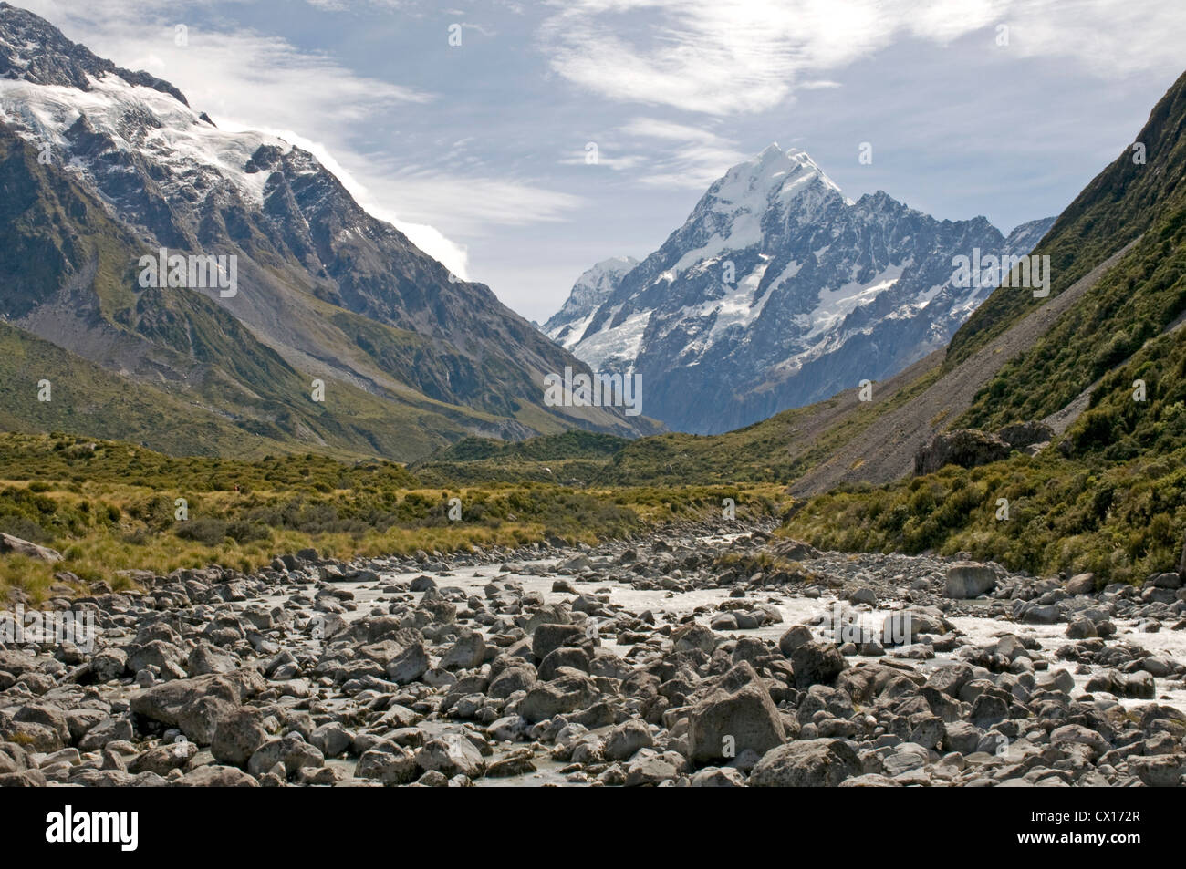 Looking towards Mount Cook In the Hooker River valley of Mount Cook ...