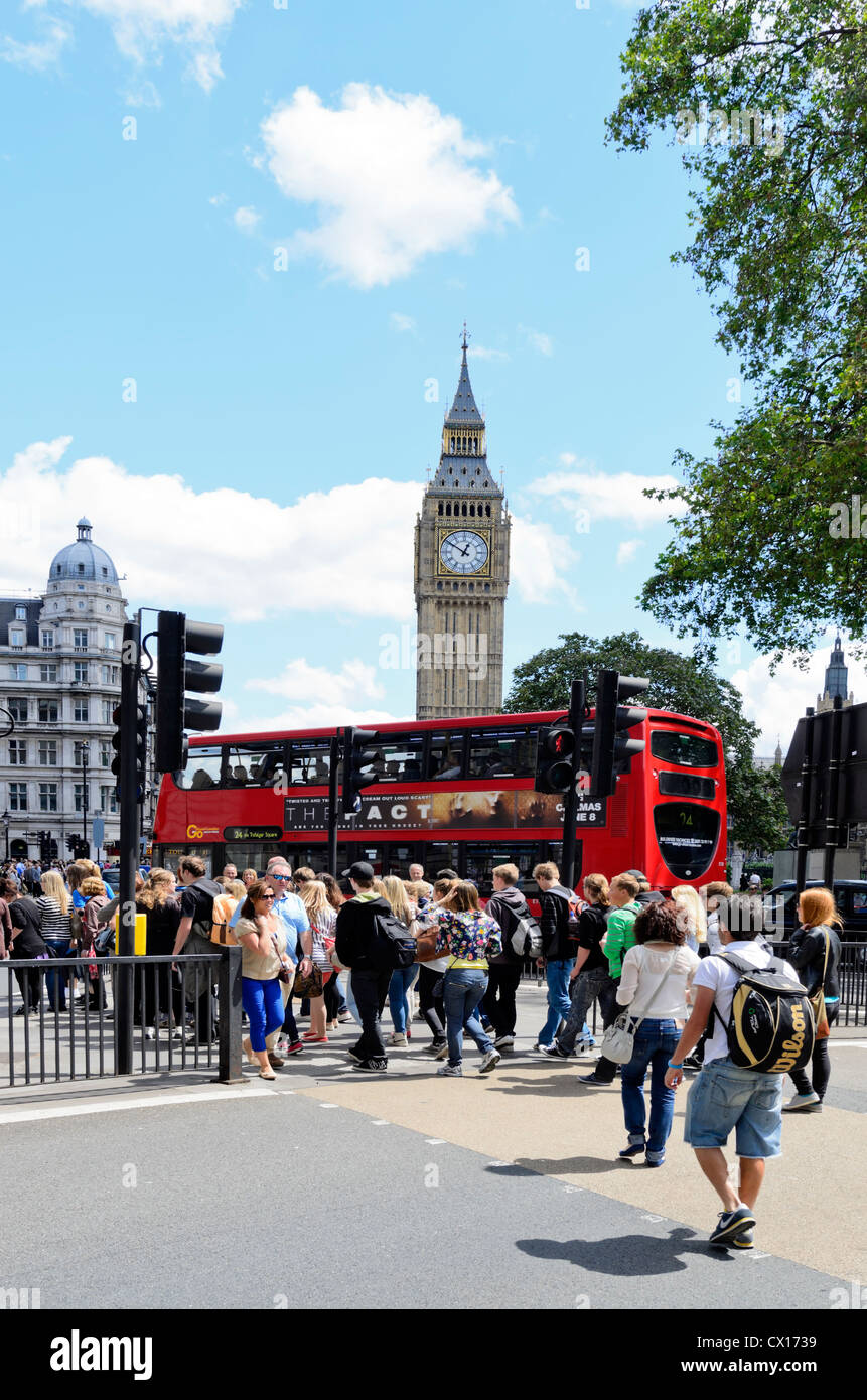 London, England - June 30th, 2012: Tourists crossing road in front of ...