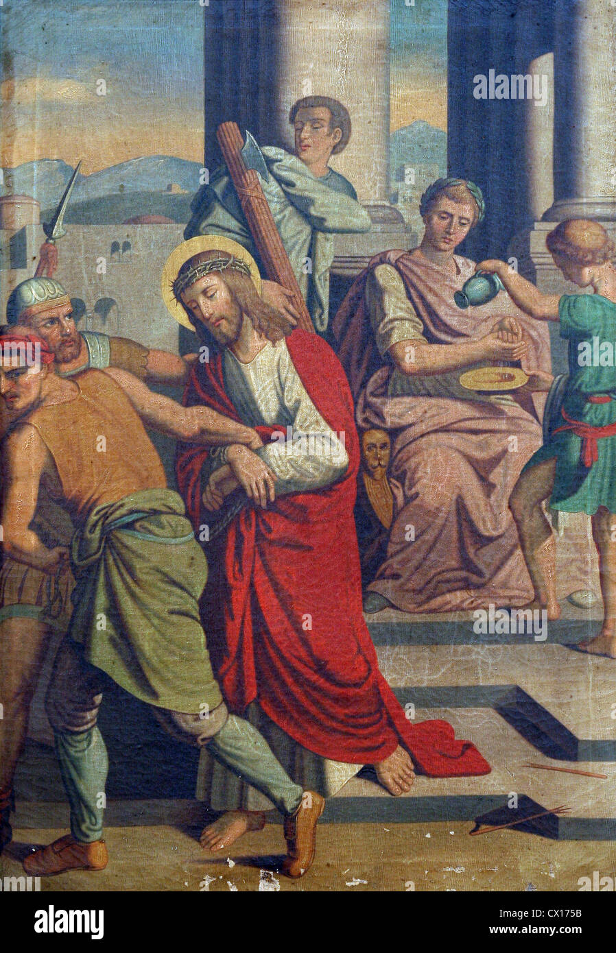 1st Stations of the Cross, Jesus is condemned to death Stock Photo - Alamy