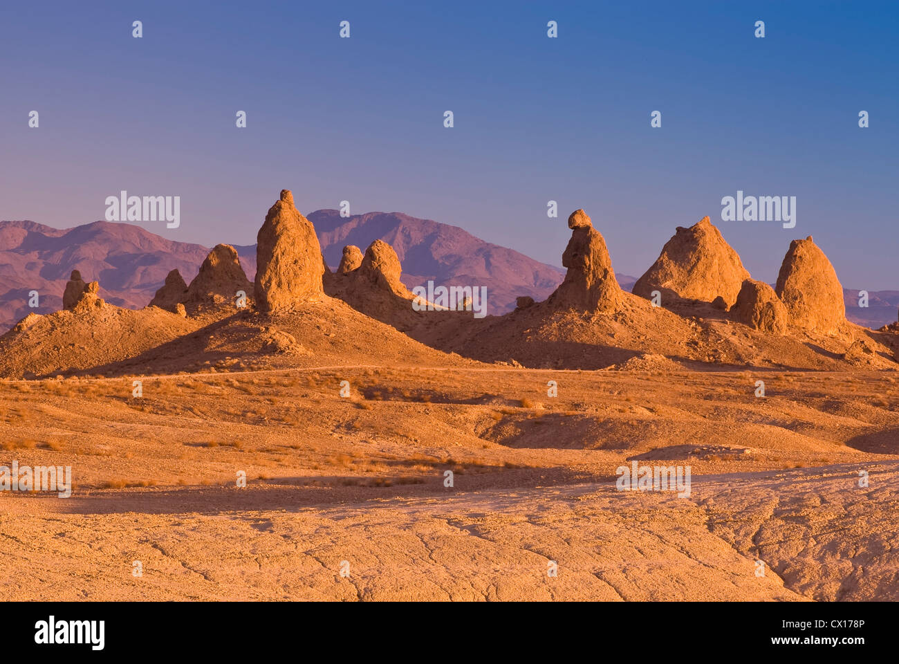 Tufa spires at sunrise, Trona Pinnacles National Natural Landmark ...