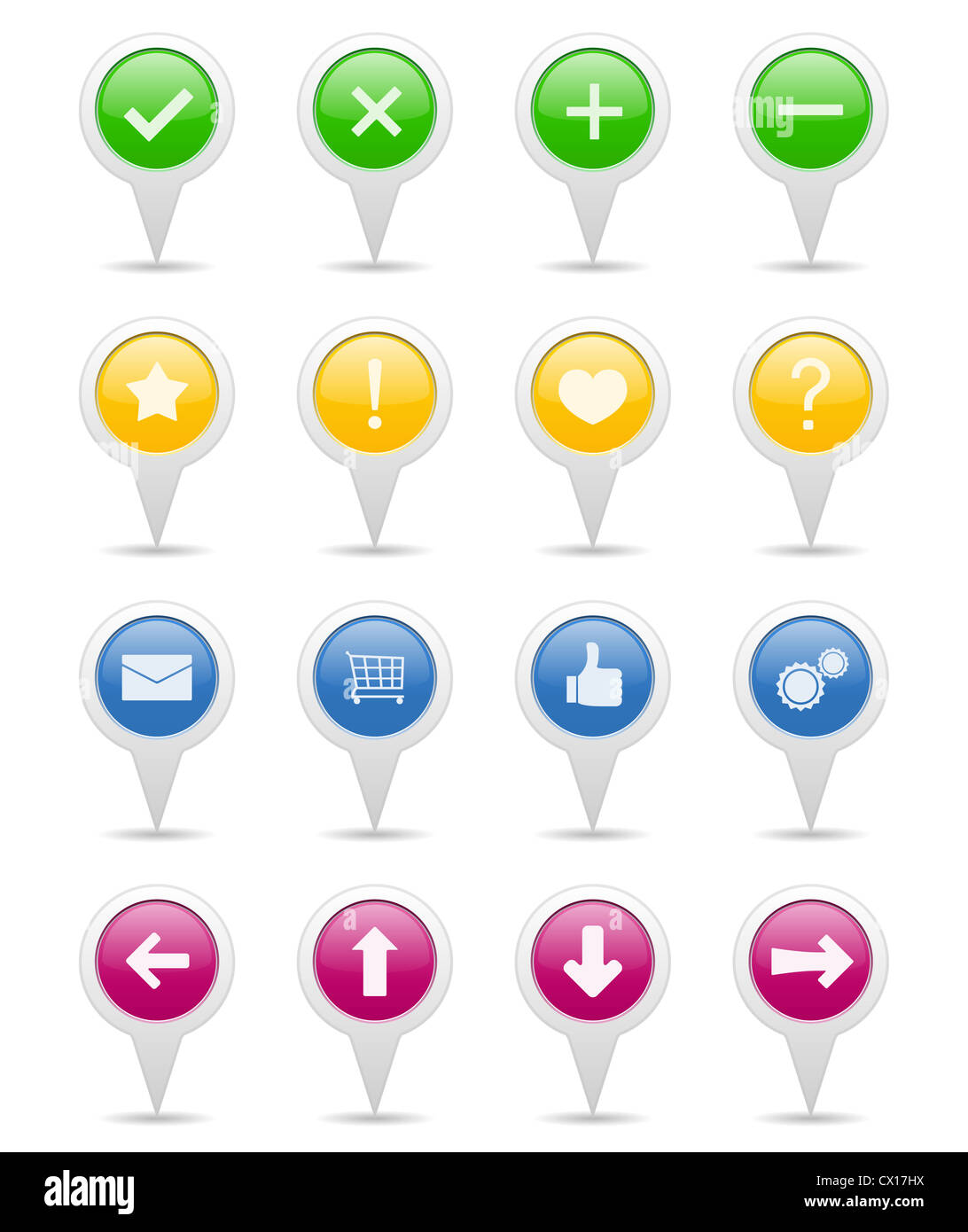 Set of pointers with icons, vector eps10 illustration Stock Photo - Alamy