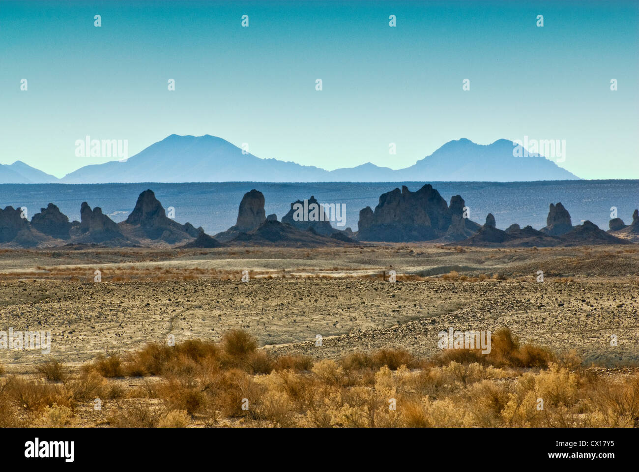 Distant view of tufa spires at Trona Pinnacles National Natural ...